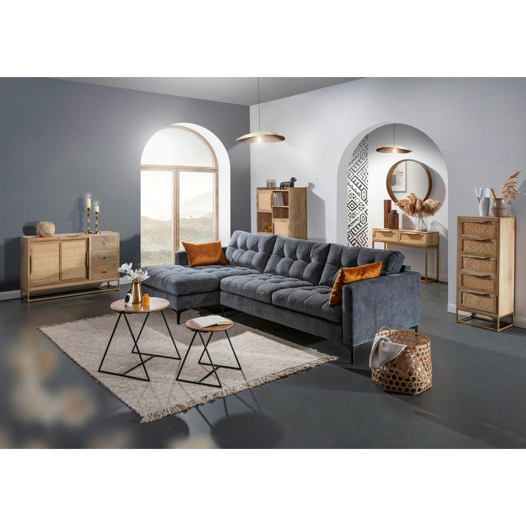 Highboard , Naturfarben , Holz , Mangoholz, Rattan,Mangoholz , massiv ...